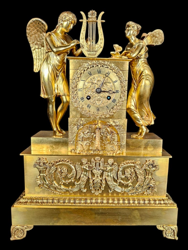 Antique Clock in Gilt Bronze with Automaton For Sale at 1stDibs