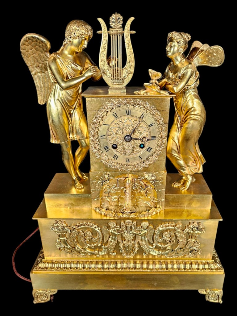 Antique Clock in Gilt Bronze with Automaton For Sale at 1stDibs