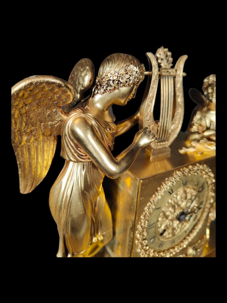 Antique Clock in Gilt Bronze with Automaton For Sale at 1stDibs