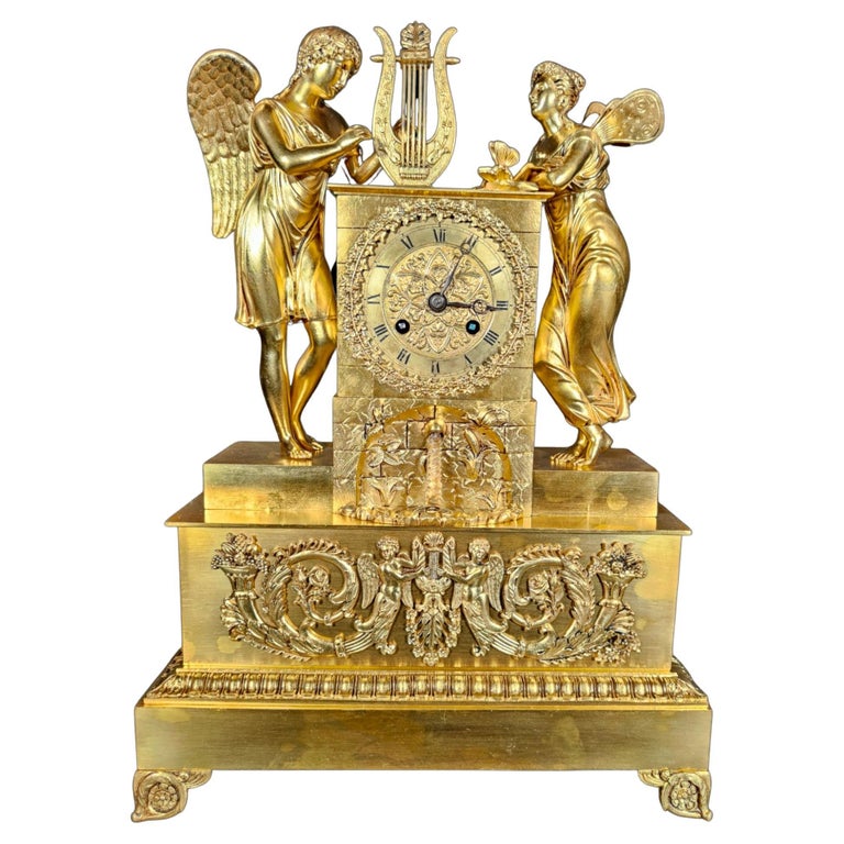Antique Clock in Gilt Bronze with Automaton For Sale at 1stDibs