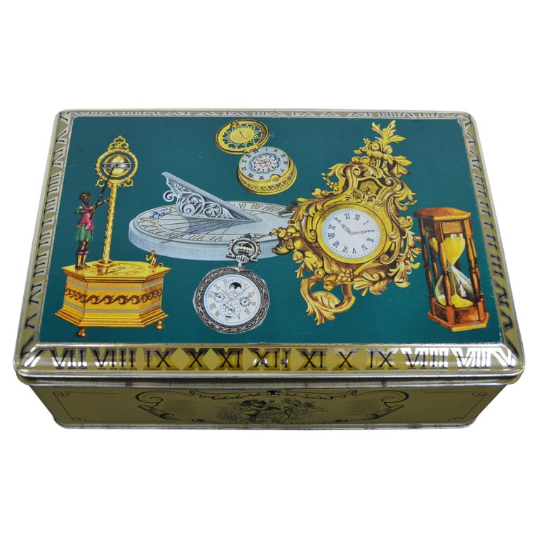 Antique Clocks and Watches, Timepieces Tin Box For Sale at 1stDibs