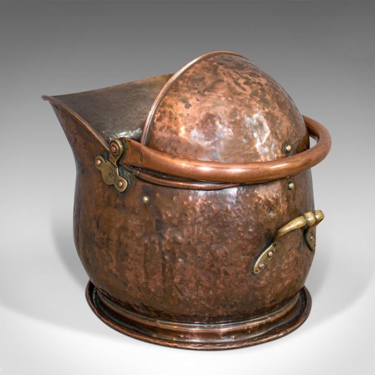 Antique Coal Bucket, English, Copper, Fireside, Scuttle, Victorian ...