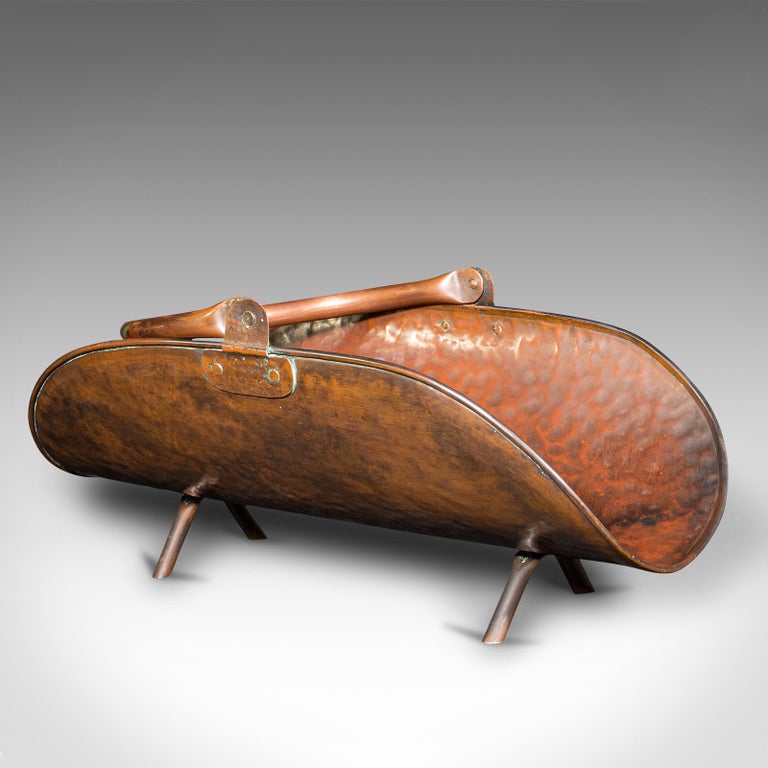 Antique Coal Trugg, English, Copper, Fireside, Fuel Scuttle, Logs ...