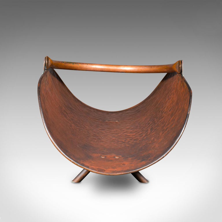 Antique Coal Trugg, English, Copper, Fireside, Fuel Scuttle, Logs ...