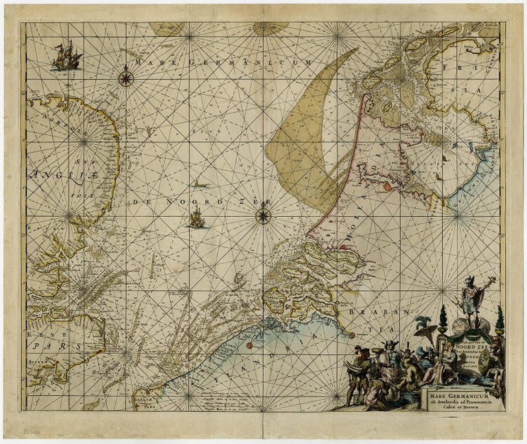 Antique Coastal Chart of the North Sea between England and the ...