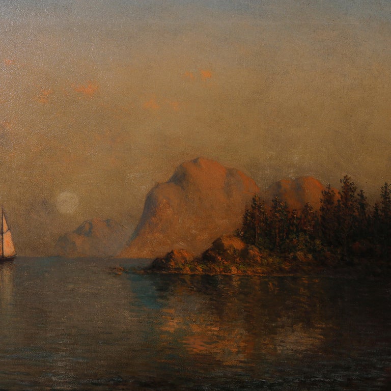 Antique Coastal Oil on Canvas Painting by John Olsen Hammerstad, Circa ...