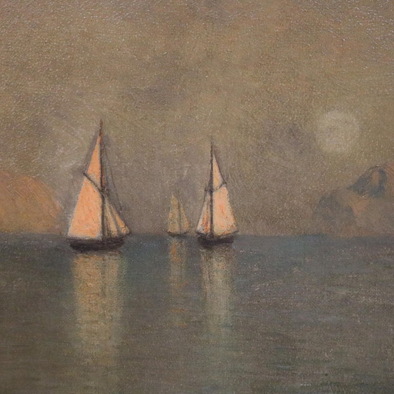Antique Coastal Oil on Canvas Painting by John Olsen Hammerstad, Circa ...