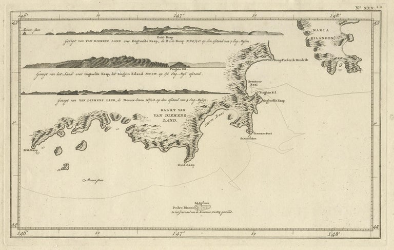 Antique Coastal Views and a Map of Van Diemens Land (Tasmania ...