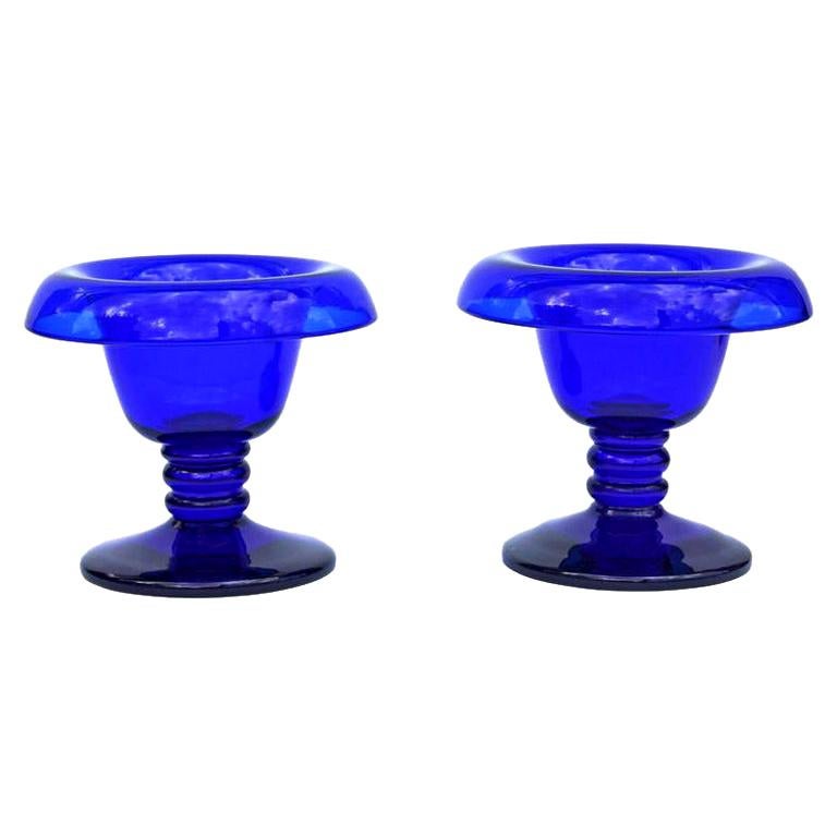 Antique Cobalt Blue Glass Compotes For Sale at 1stDibs