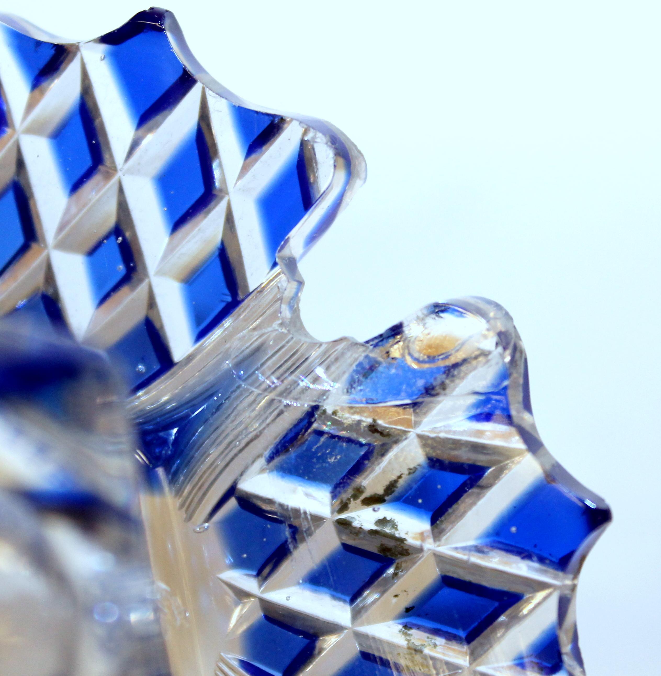 Antique Cobalt "Cut to Clear" Overlay Crystal Scent Bottle at 1stDibs