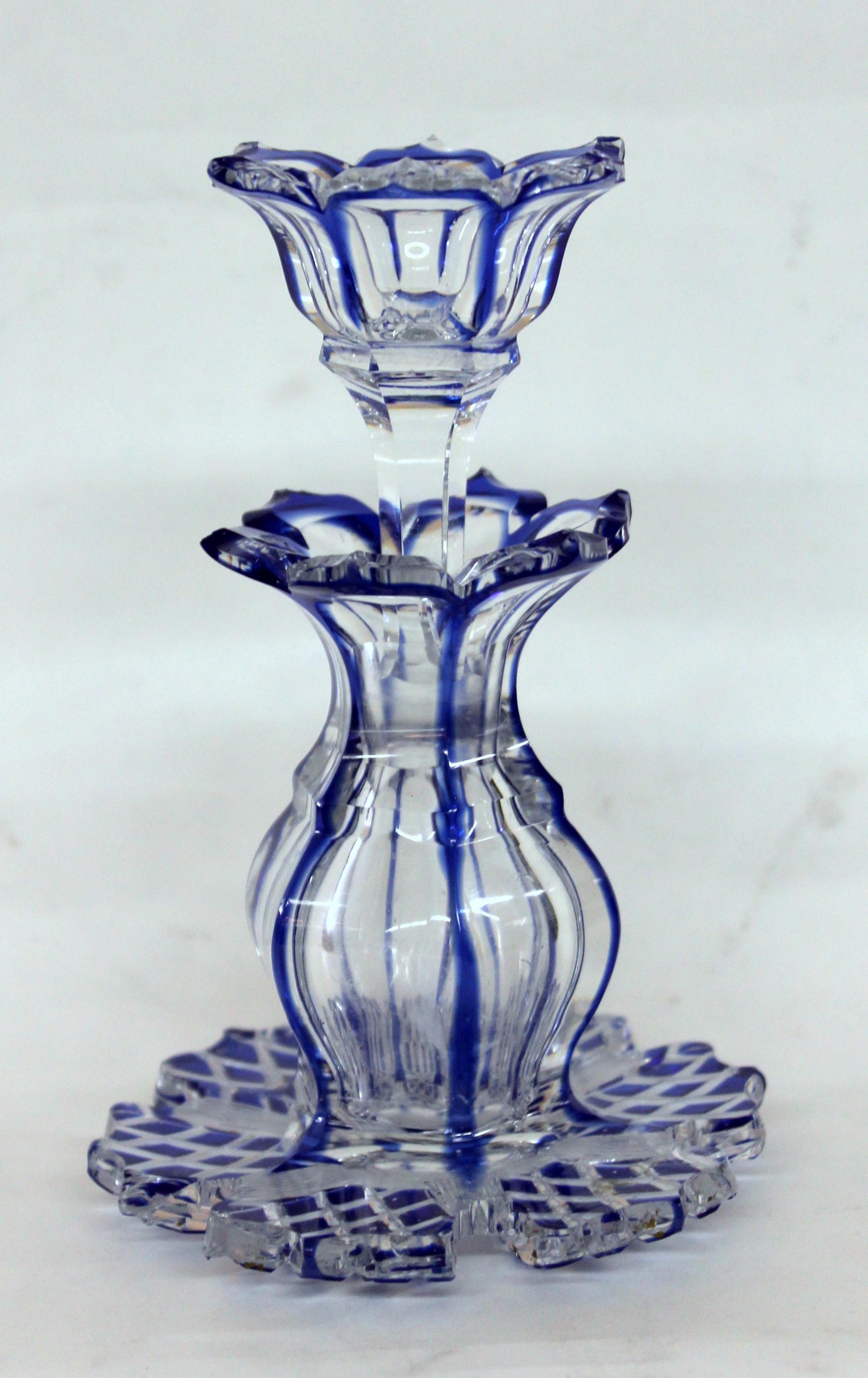 Antique Cobalt "Cut to Clear" Overlay Crystal Scent Bottle at 1stDibs