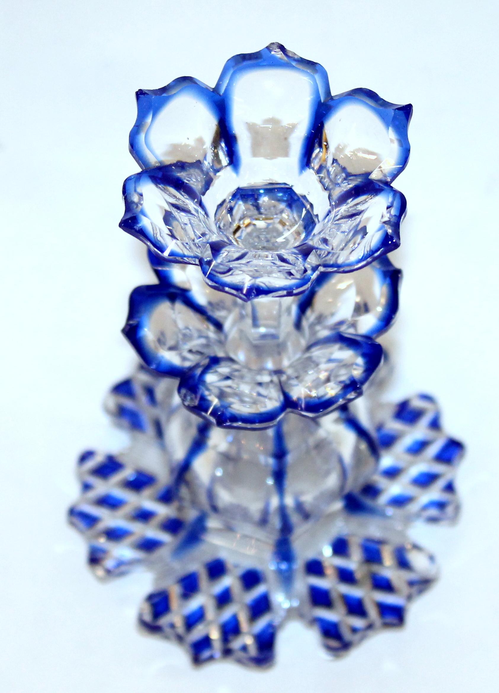 Antique Cobalt "Cut to Clear" Overlay Crystal Scent Bottle at 1stDibs