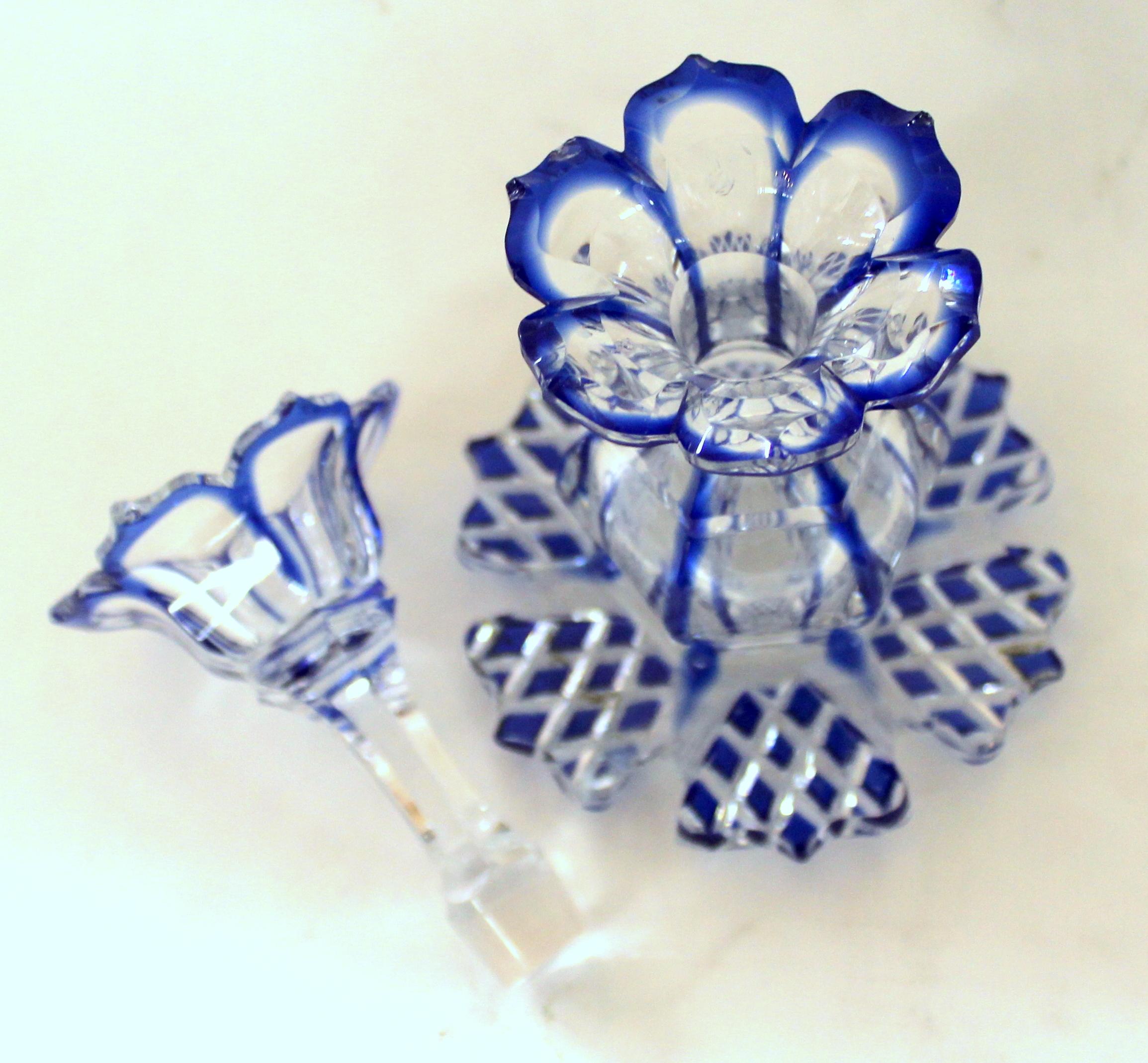 Antique Cobalt "Cut to Clear" Overlay Crystal Scent Bottle at 1stDibs