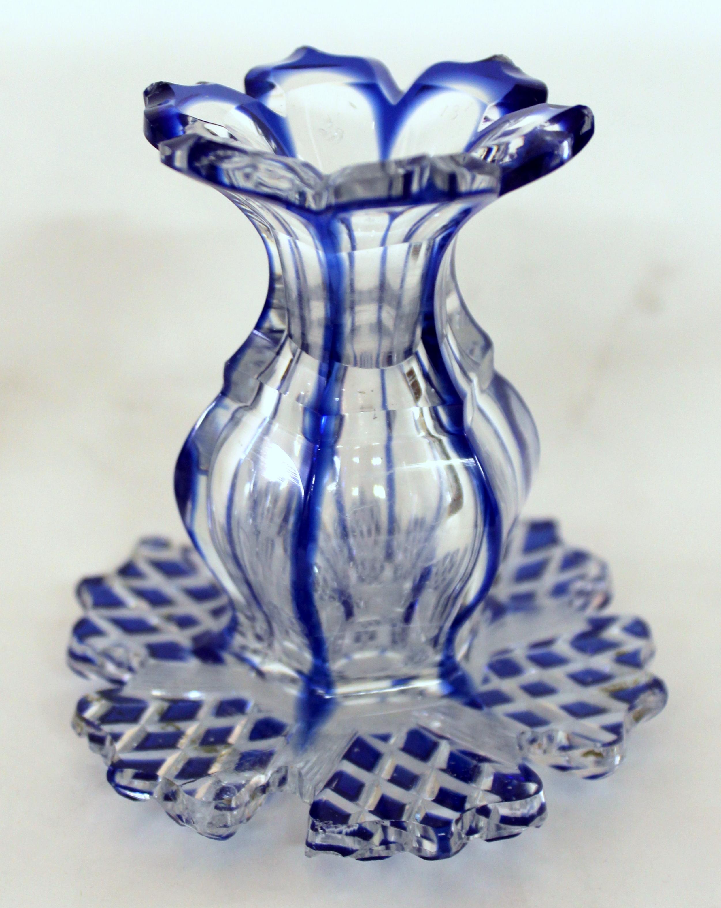 Antique Cobalt "Cut to Clear" Overlay Crystal Scent Bottle at 1stDibs