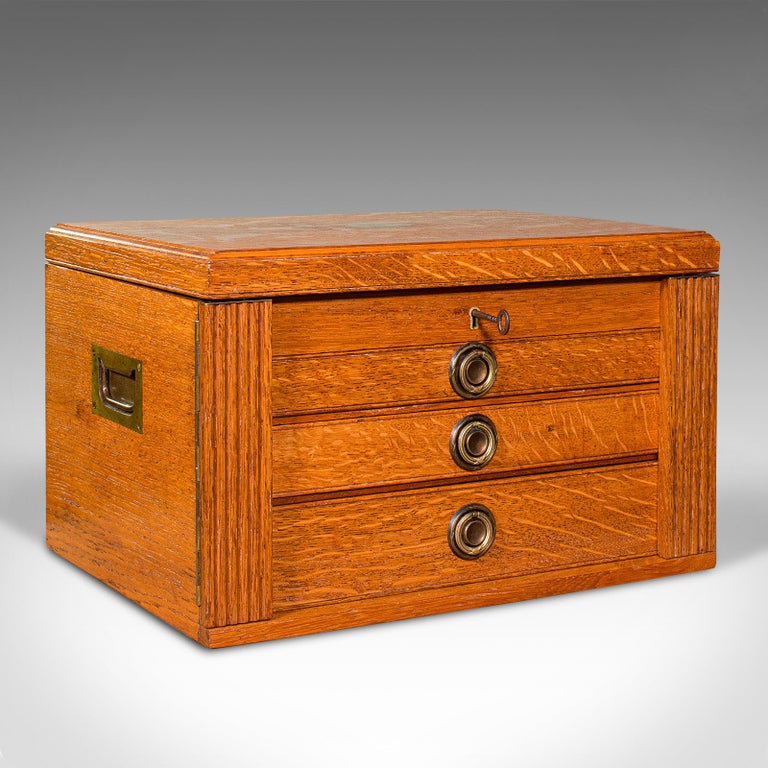 Antique Collector's Specimen Case, English, Oak, Chest, Jewellery Box ...