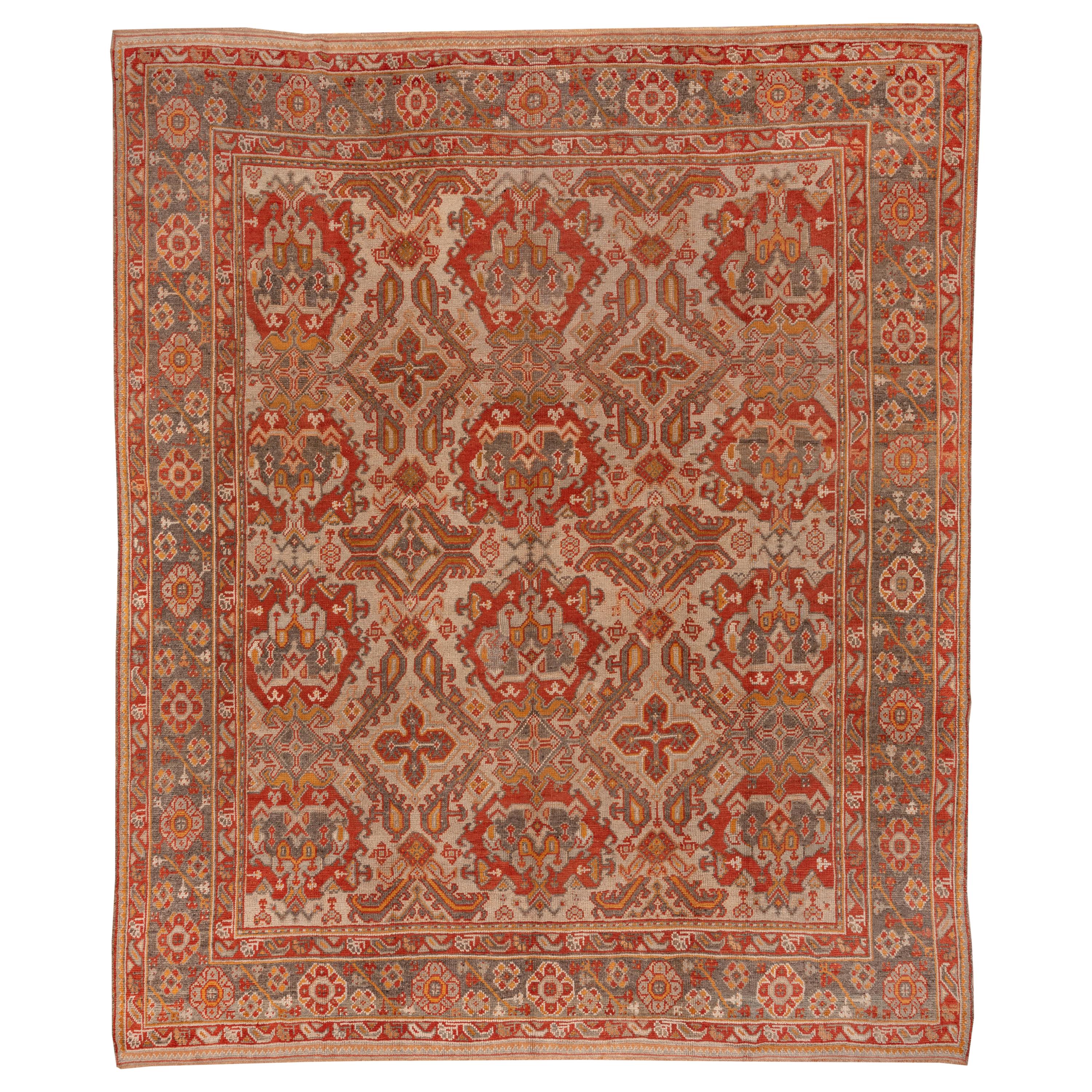 Colorful Turkish Oushak Carpet with Scattered Vines and Flowers on a ...