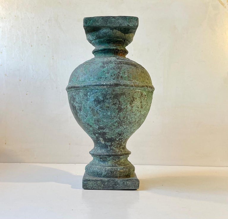 Antique Column or Plant Stand in Patinated Bronze For Sale at 1stDibs