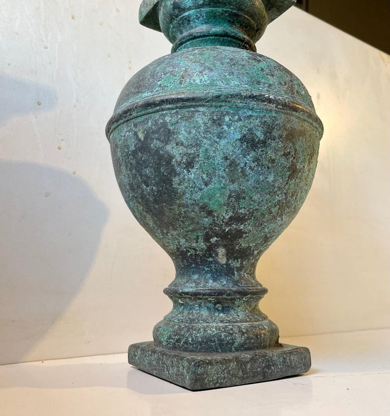 Antique Column or Plant Stand in Patinated Bronze For Sale at 1stDibs