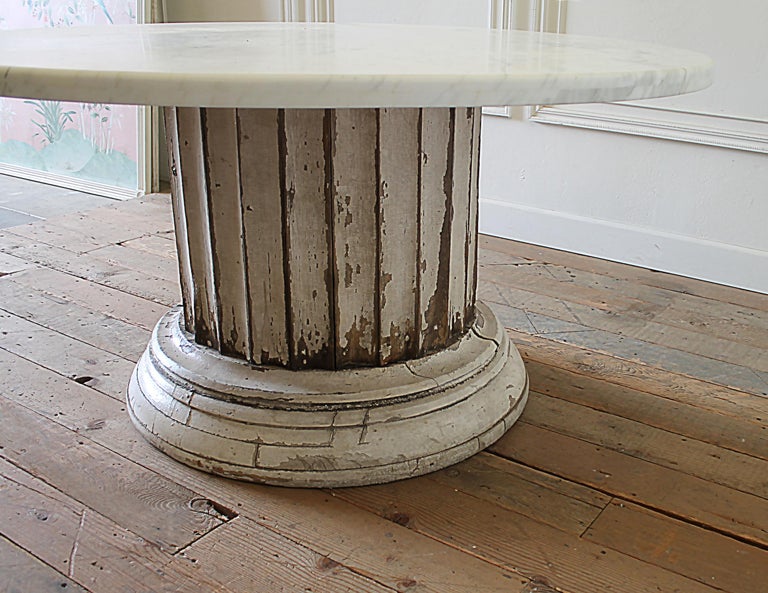 Antique Column Pedestal Dining Table Original Paint Calcutta Gold ...