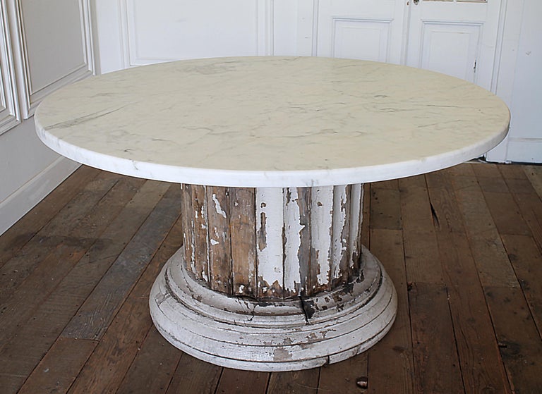 Antique Column Pedestal Dining Table Original Paint Calcutta Gold ...