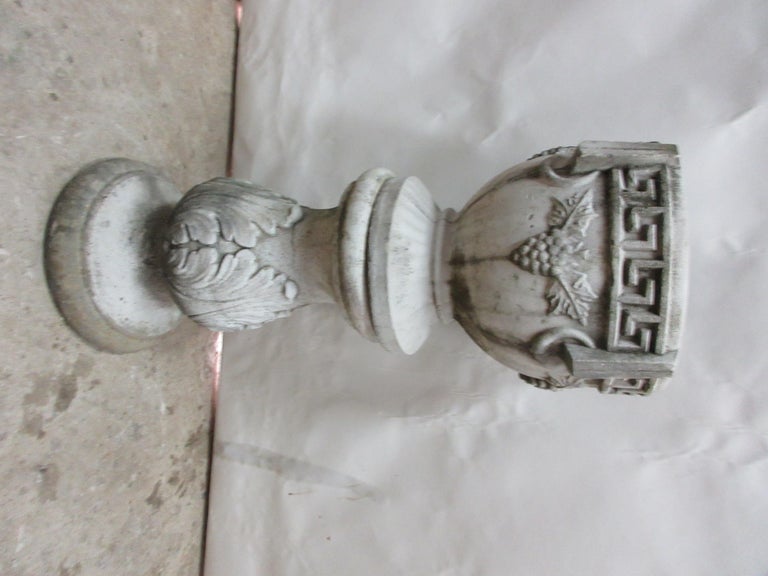 Antique Concrete Grecian Greek Key Urn + Pedestal For Sale at 1stDibs ...