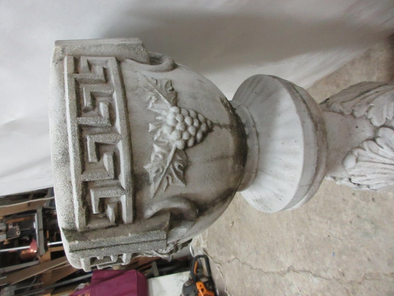 Antique Concrete Grecian Greek Key Urn + Pedestal For Sale at 1stDibs ...