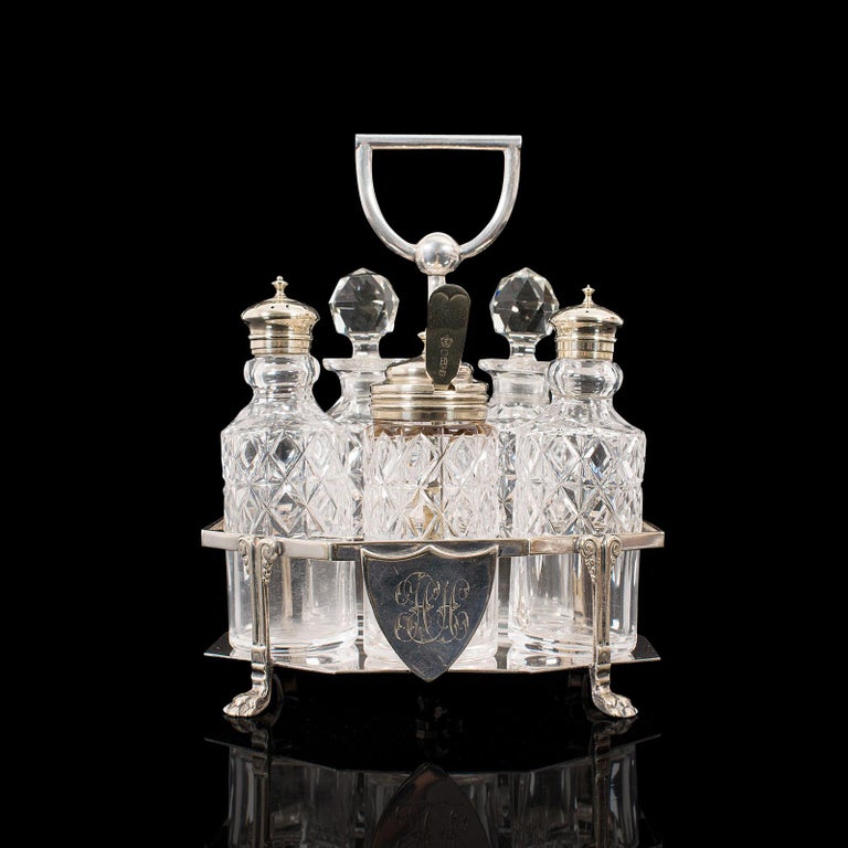 Antique Condiment Serving Set, English, Silver Plate, Table, Ashbury ...