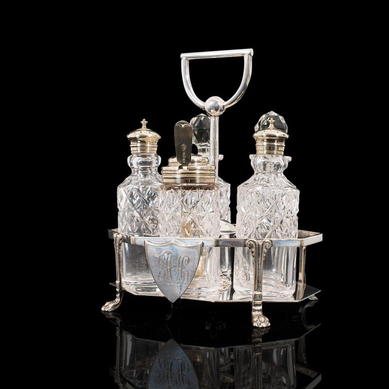 Antique Condiment Serving Set, English, Silver Plate, Table, Ashbury ...