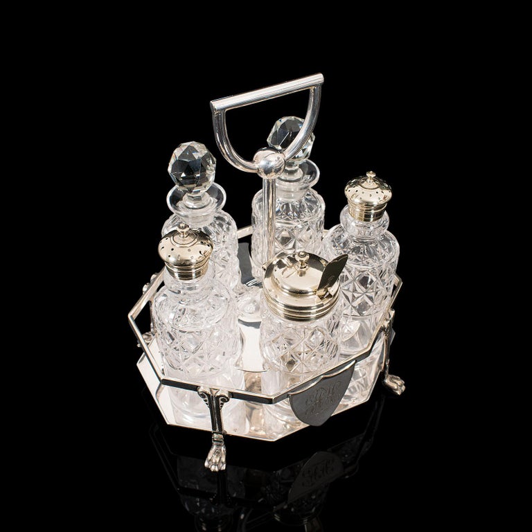 Antique Condiment Serving Set, English, Silver Plate, Table, Ashbury ...