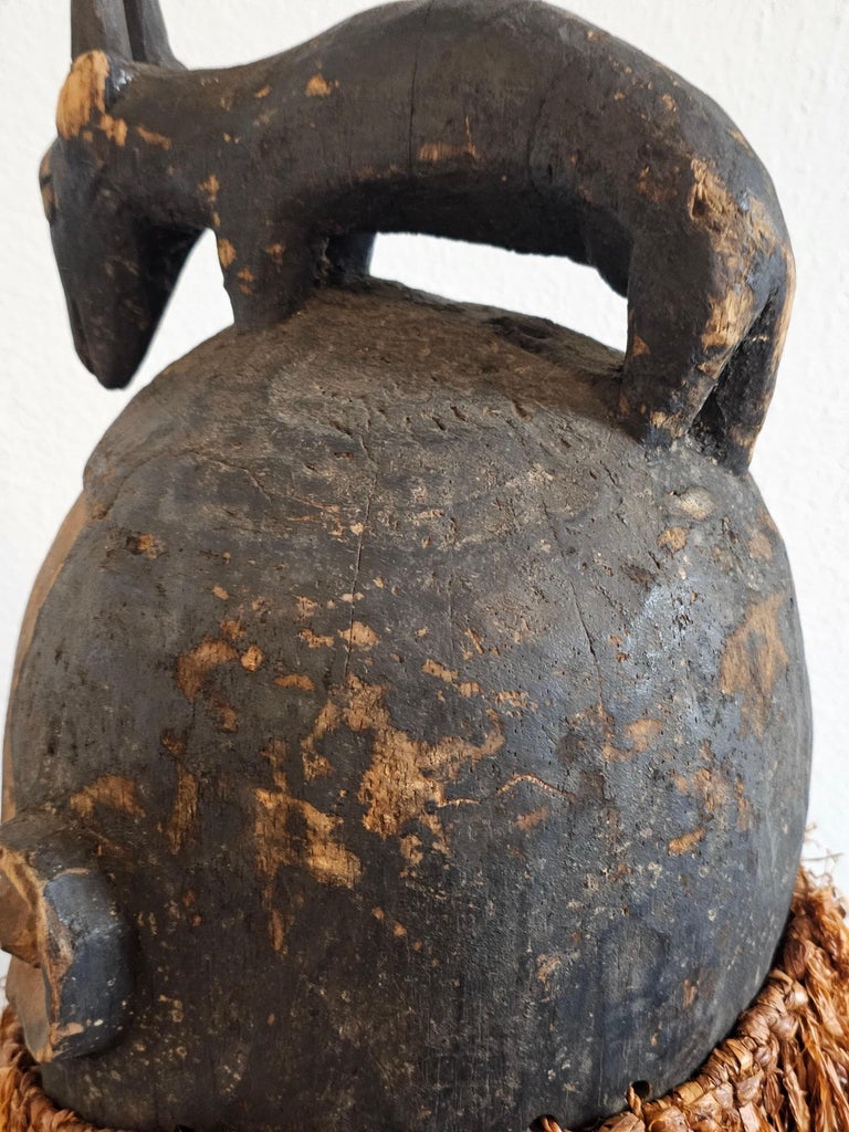 Antique Congolese African Tribal Carved Hemba Helmet Mask, Suku Peoples ...