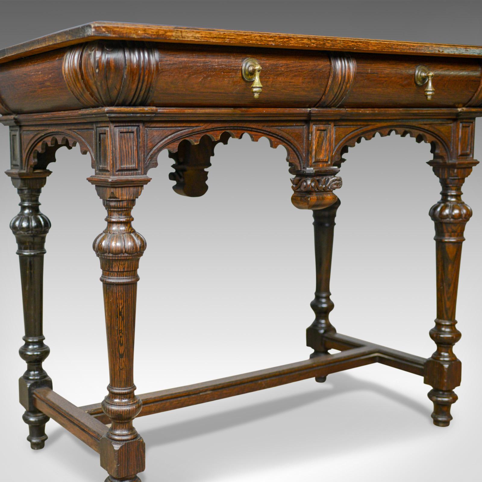 Antique Console Table, Irish, Oak, Side, Carved, Late 19th Century ...