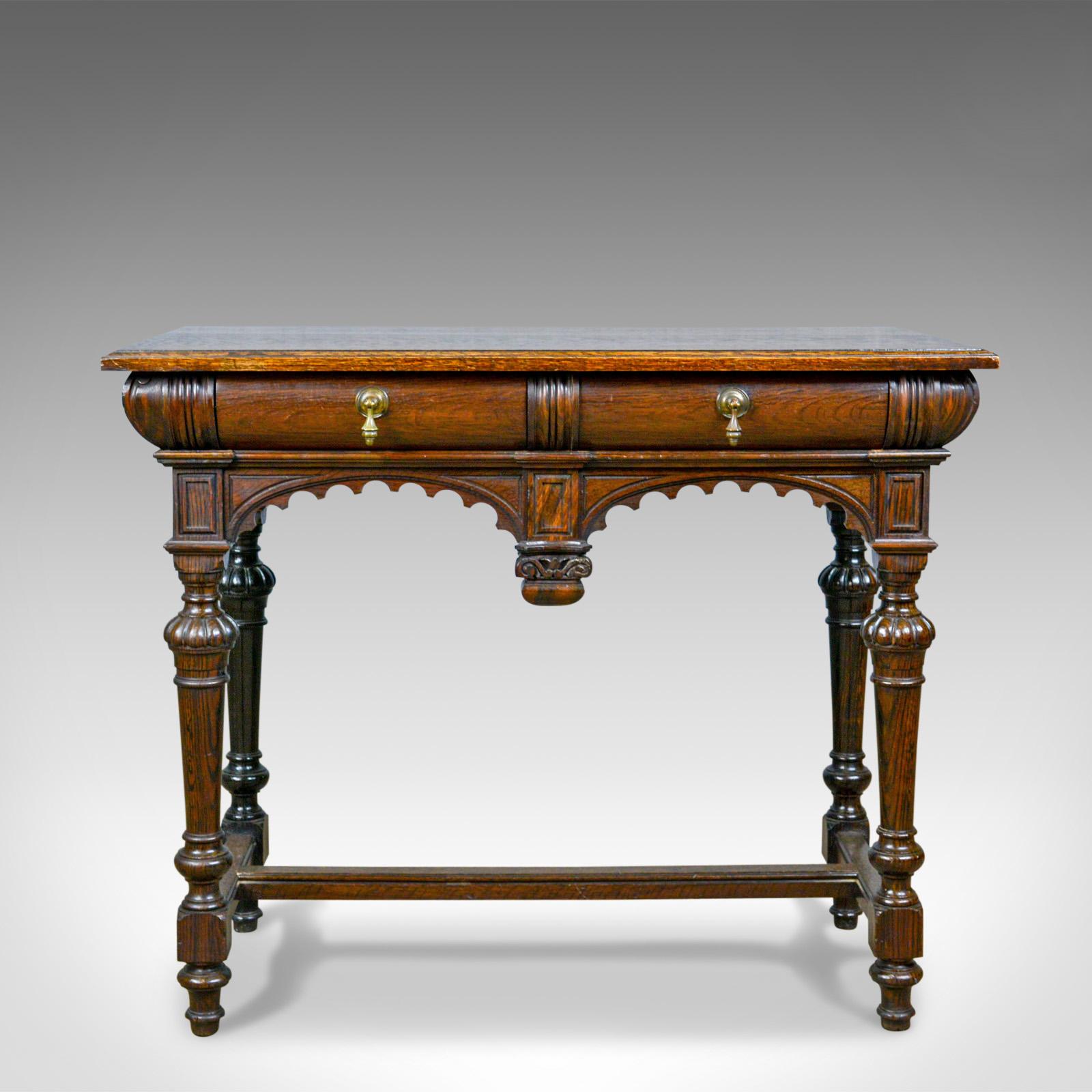 Antique Console Table, Irish, Oak, Side, Carved, Late 19th Century ...