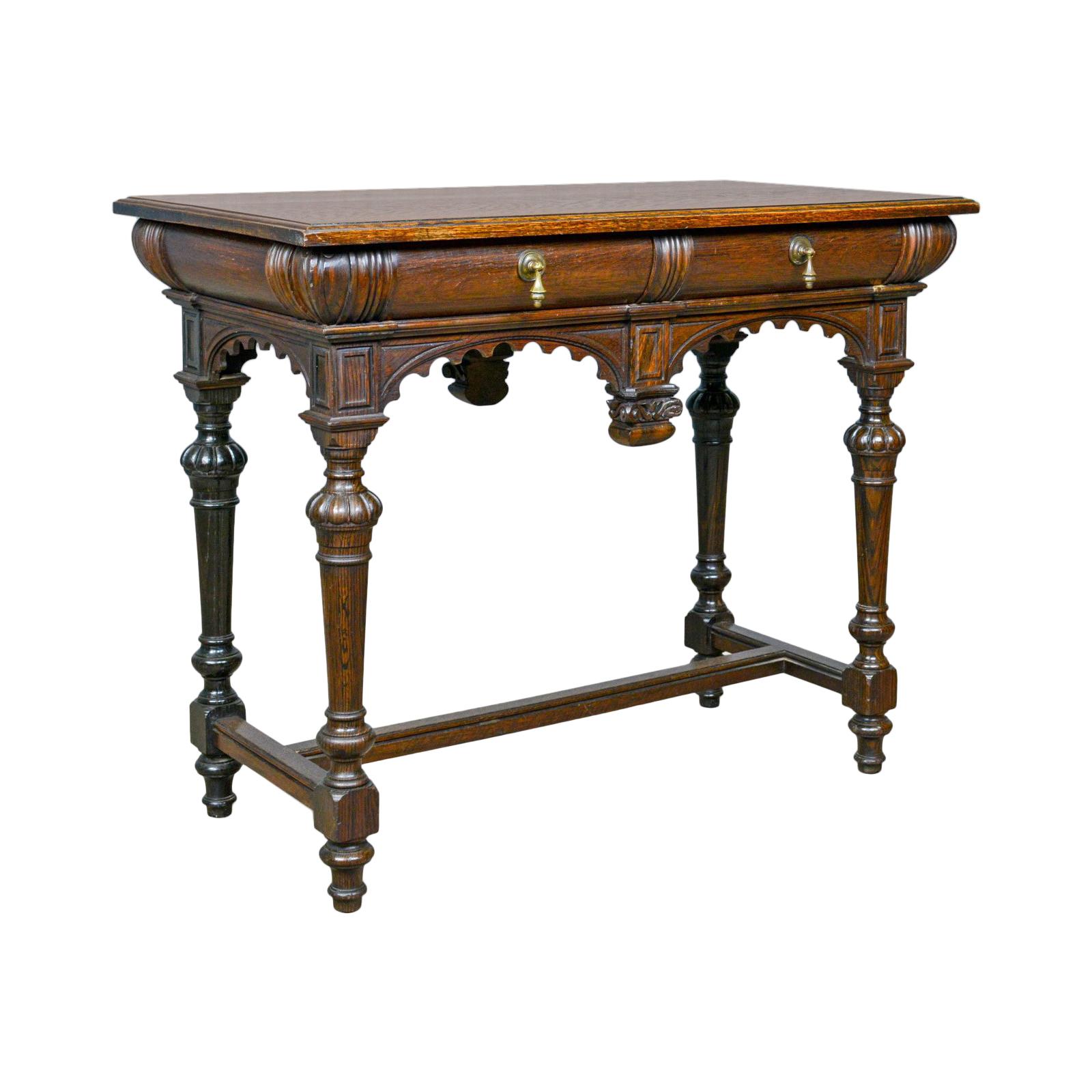Antique Console Table, Irish, Oak, Side, Carved, Late 19th Century ...