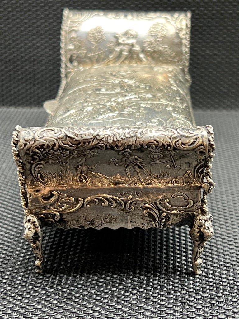 Antique Continental .800 Silver Daybed Form Hinged Silver Inkwell For ...