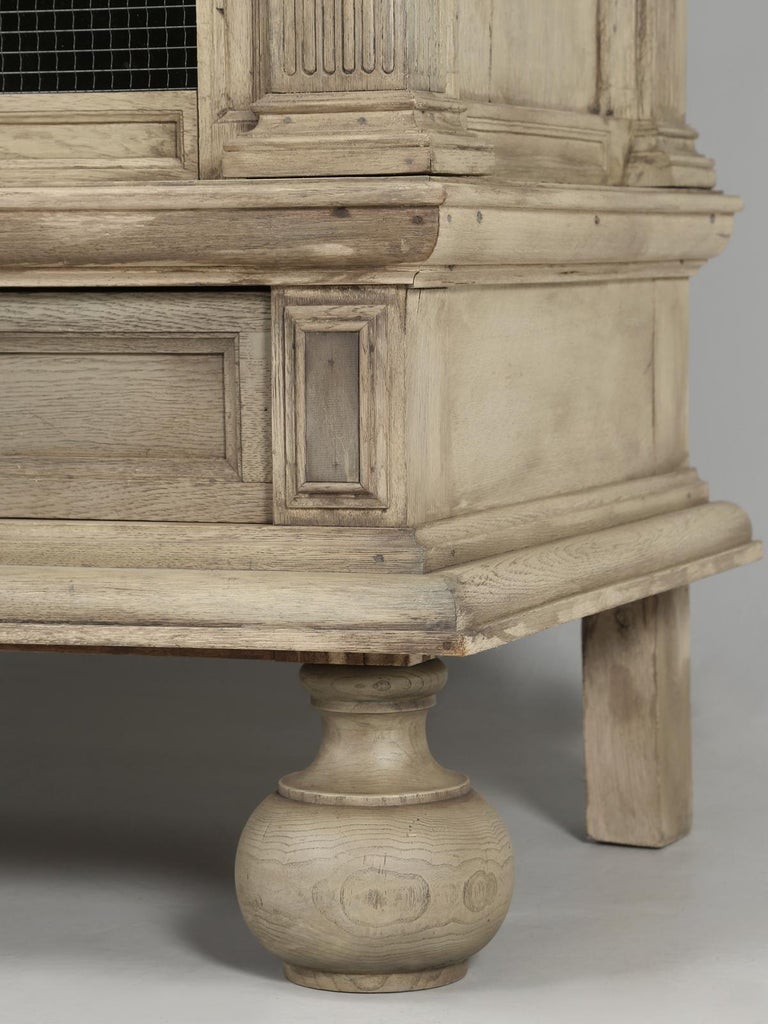 Antique Continental Armoire of Bookcase, Limed Oak Finish, Completely ...