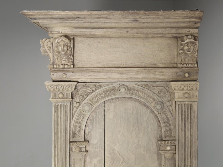 Antique Continental Armoire of Bookcase, Limed Oak Finish, Completely ...