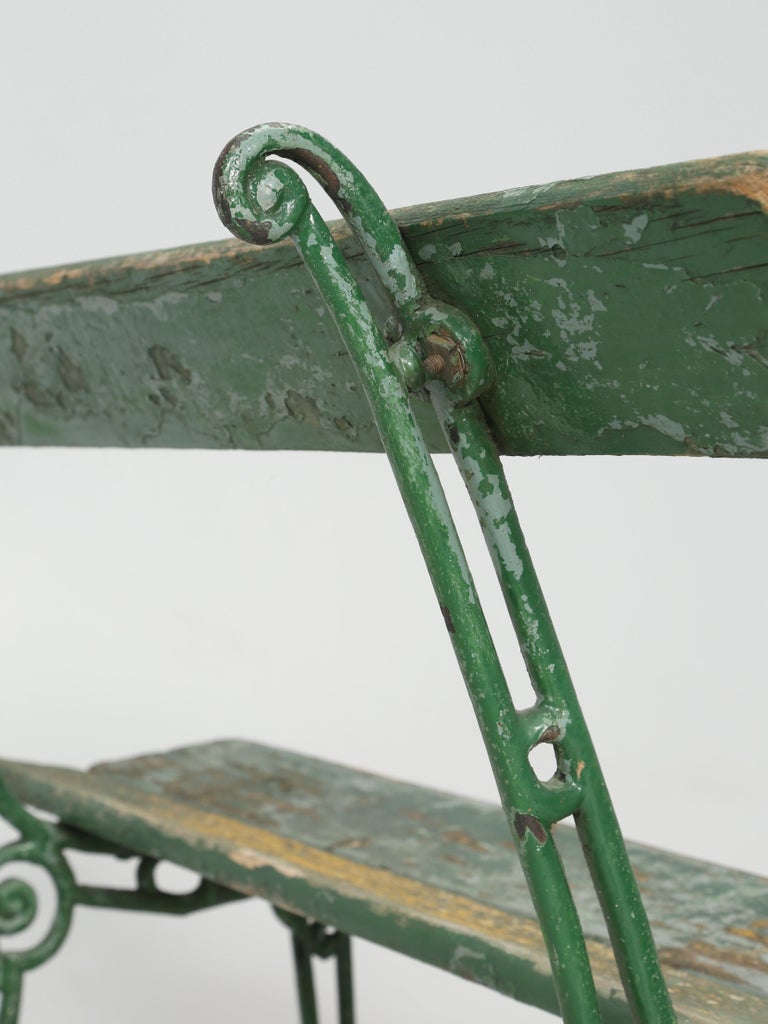 Antique Continental Cast Iron and Old Painted Wood Garden Bench For ...