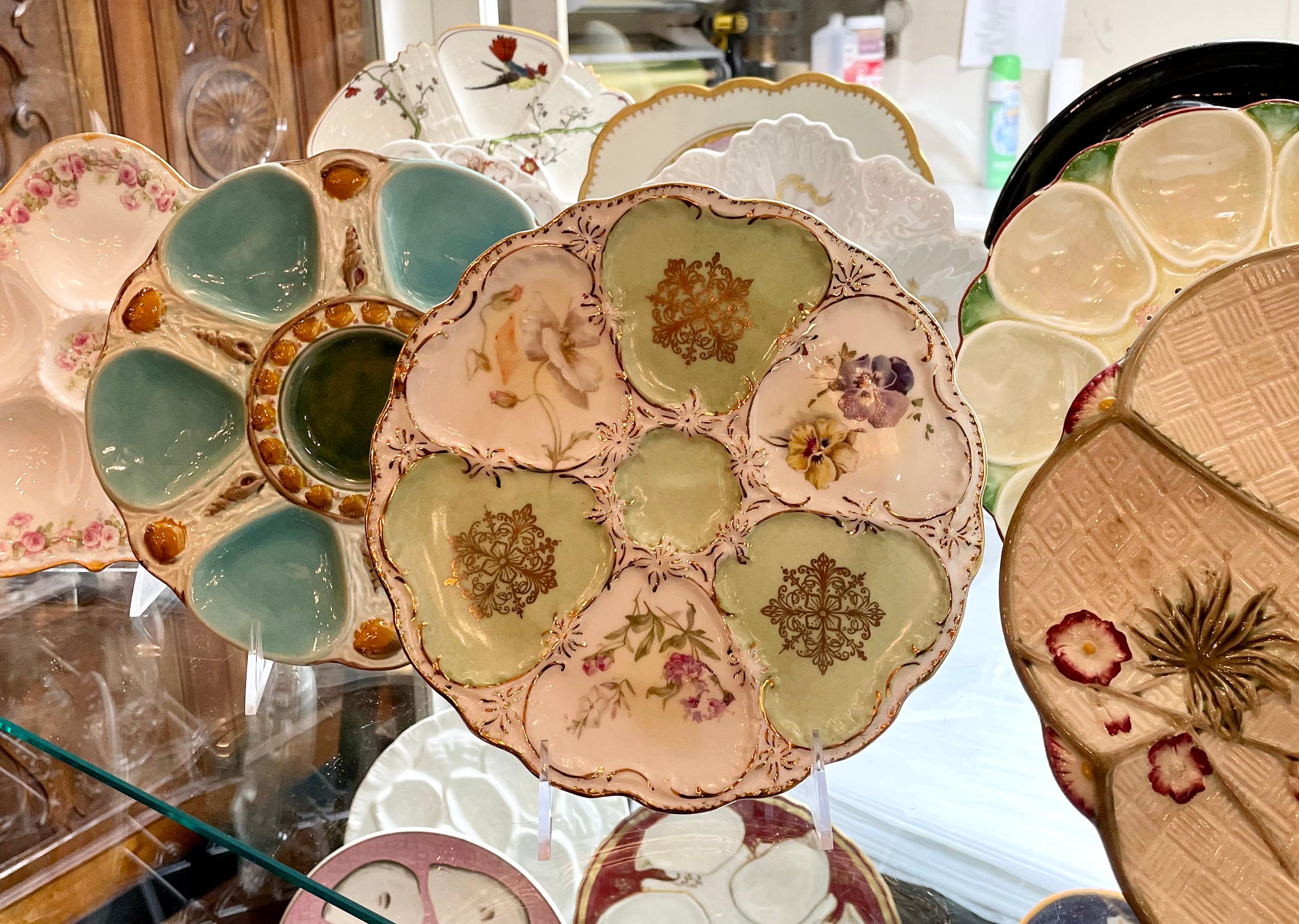 Antique Continental Hand-Painted Porcelain Oyster Plate circa 1890-1900 ...