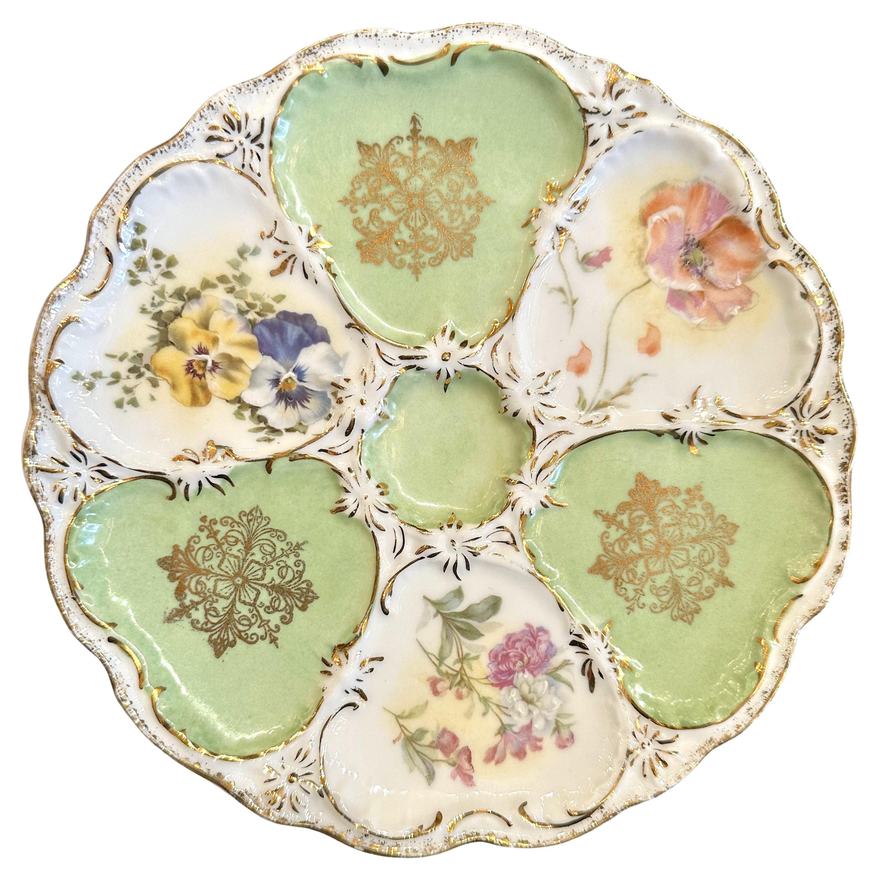 Antique French Procelain "Fish-Heads" Oyster Plate, circa 1900 at 1stDibs