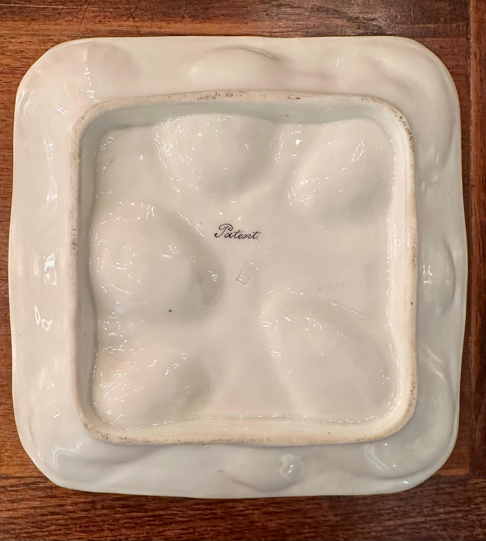 Antique Continental Porcelain Hand-Painted Square Lavender Oyster Plate ...