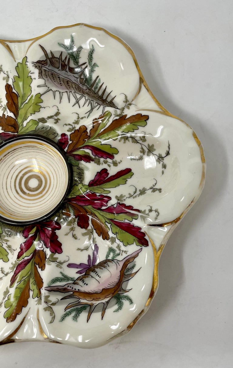 Antique Continental Porcelain Ruby, Gold and Green Oyster Plate, Circa ...
