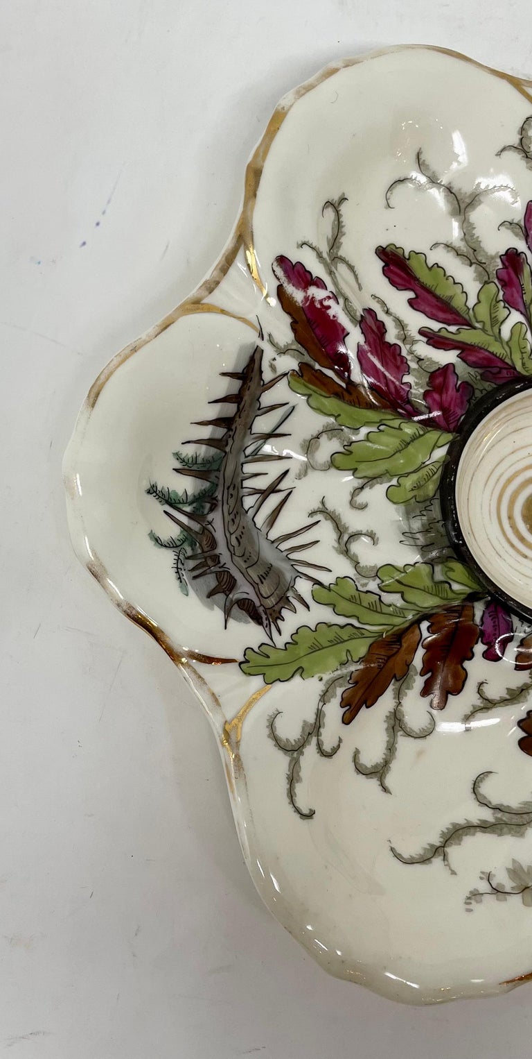 Antique Continental Porcelain Ruby, Gold and Green Oyster Plate, Circa ...