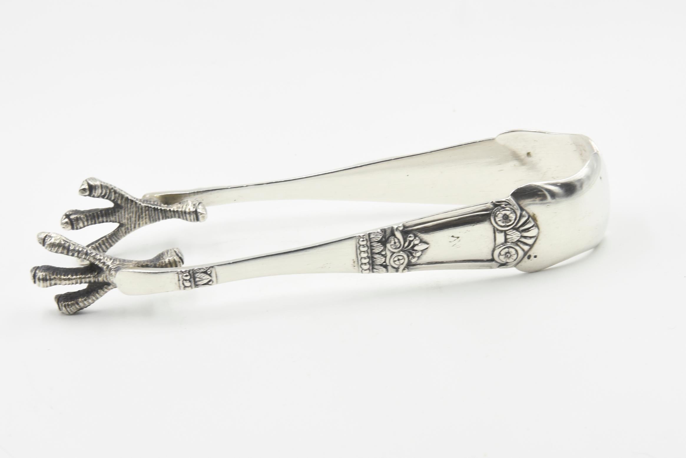 Antique Continental Silver Claw Talon Ice or Sugar Tongs at 1stDibs