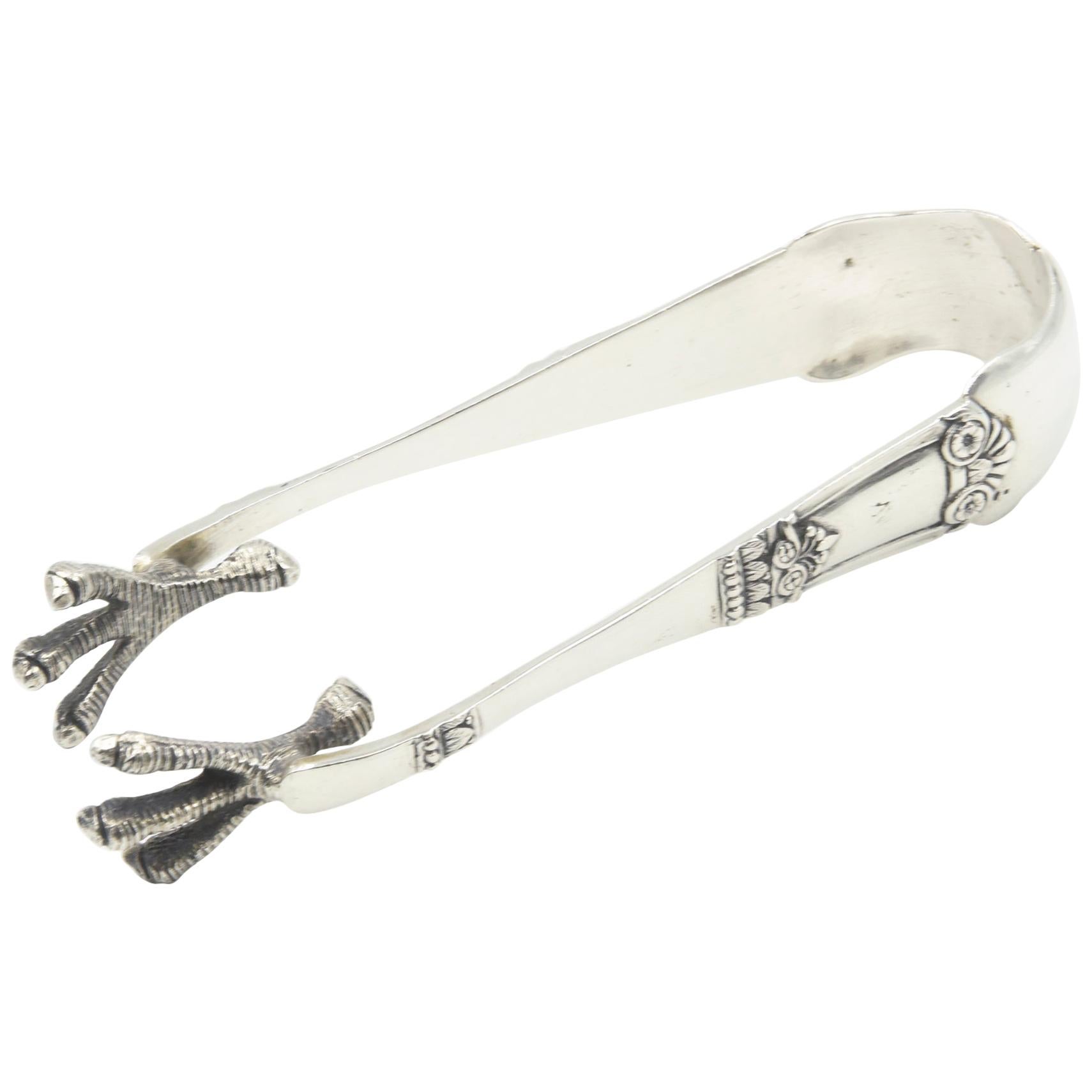 Antique Continental Silver Claw Talon Ice or Sugar Tongs at 1stDibs