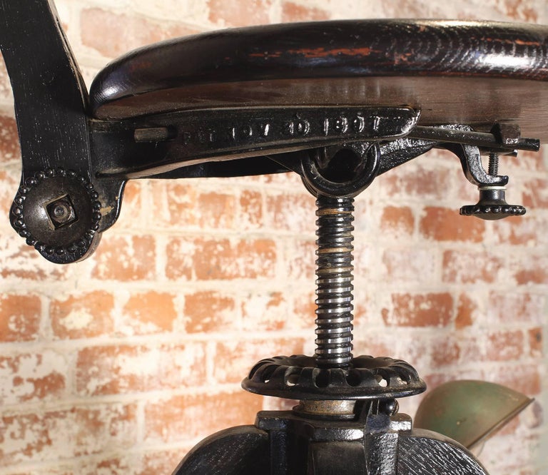 Antique Adjustable Wooden Desk Stool by Cook at 1stDibs | desk stools ...