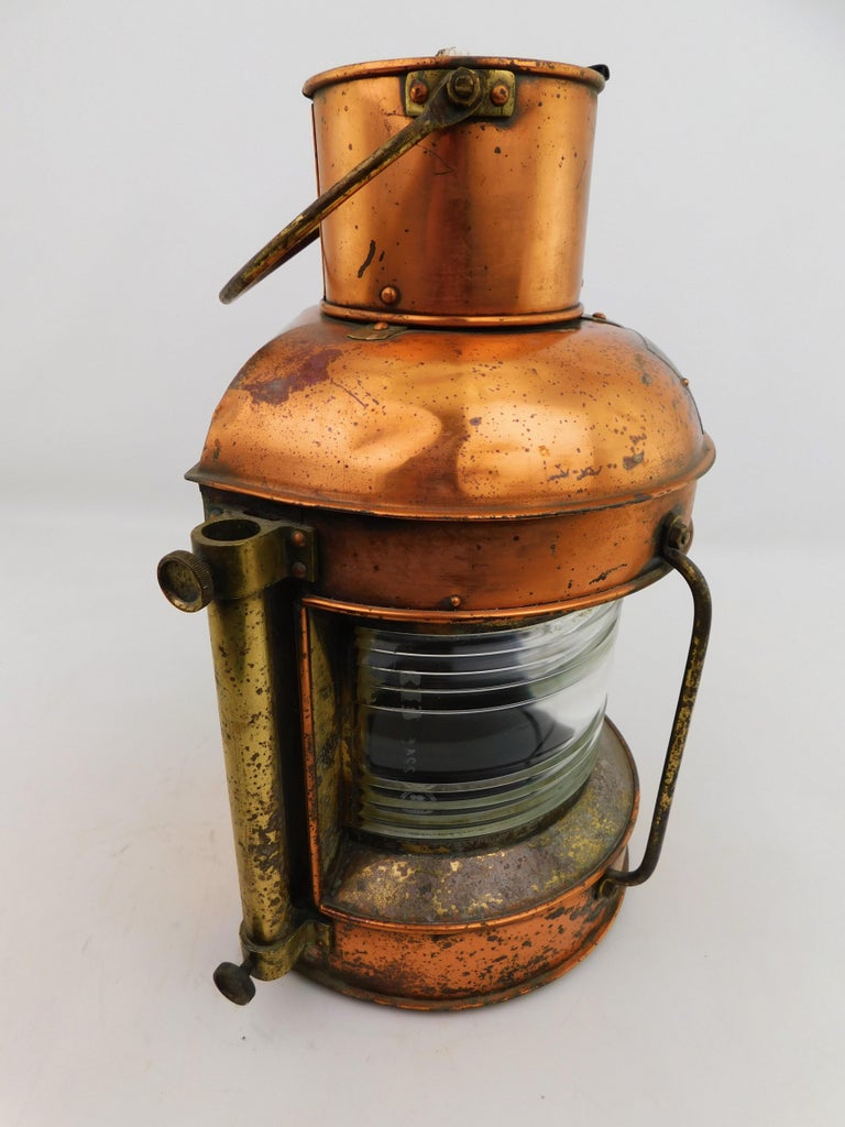 Antique Copper and Brass Ship's Masthead Lantern Light Nippon Sento Co ...