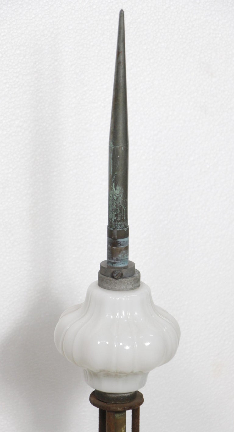 Antique Copper Lightning Rod White Glass Indicator Shade For Sale at ...