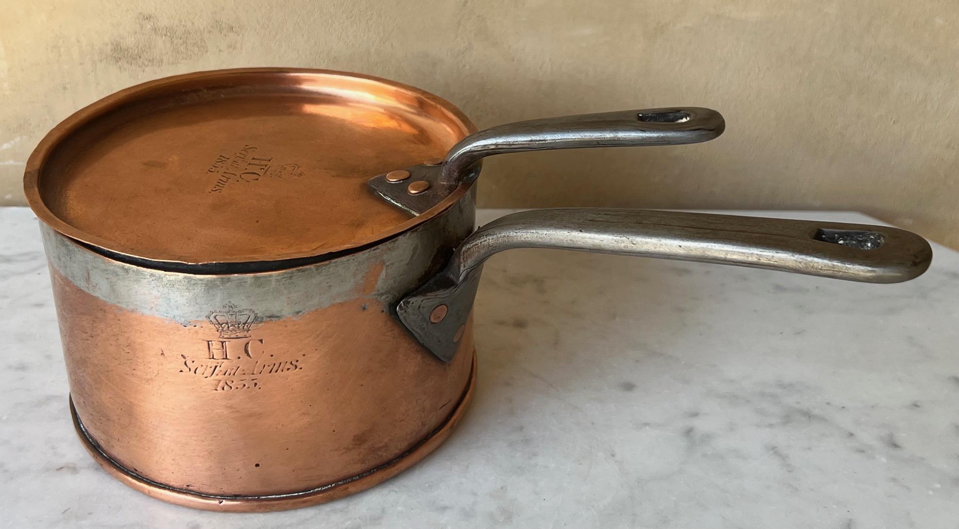 Antique Copper Pot and Lid Set, circa 1850s For Sale at 1stDibs