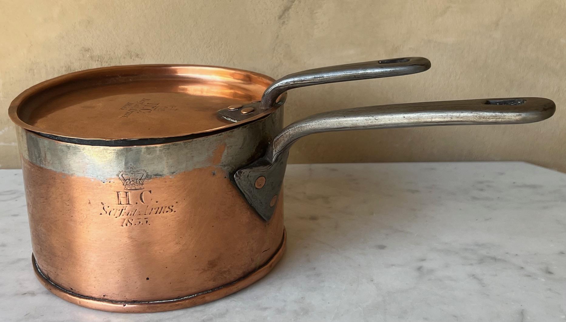 Antique Copper Pot and Lid Set, circa 1850s For Sale at 1stDibs