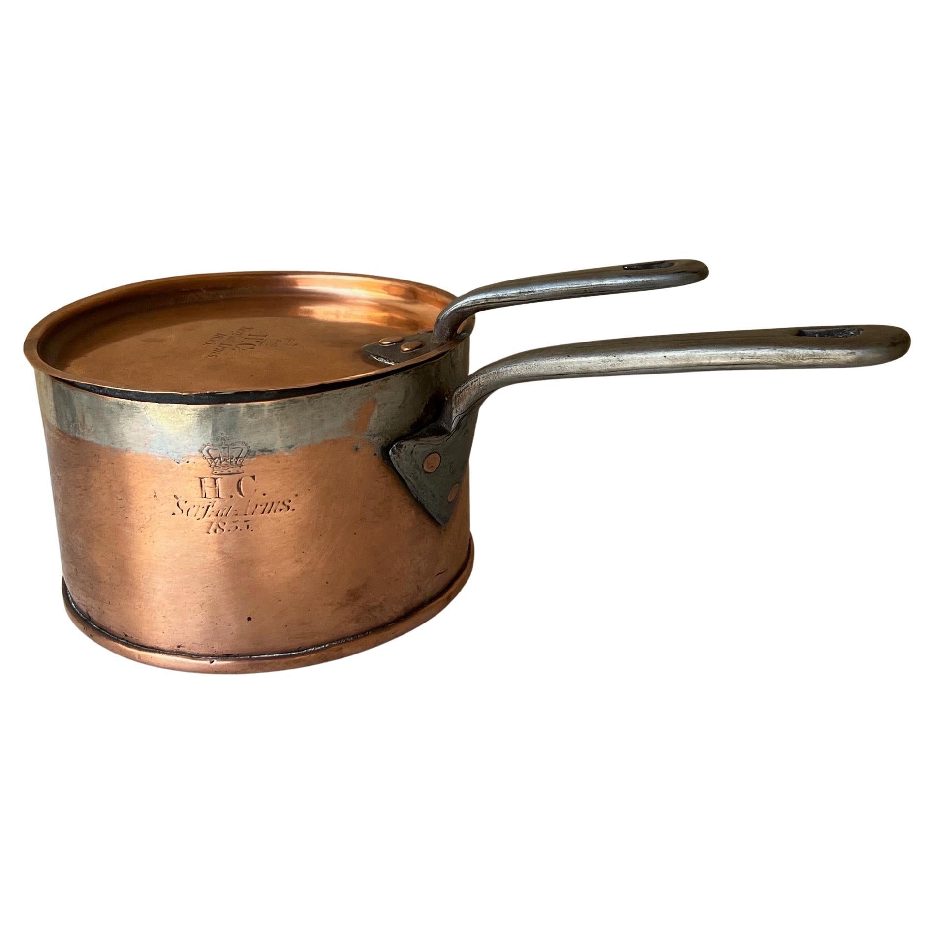 Antique Copper Pot and Lid Set, circa 1850s For Sale at 1stDibs